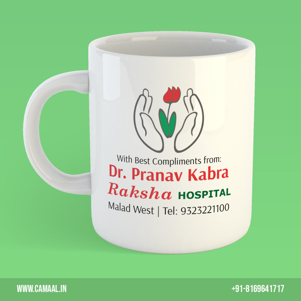 Bulk Mug Printing for Raksha Hospital - Creativo Camaal
